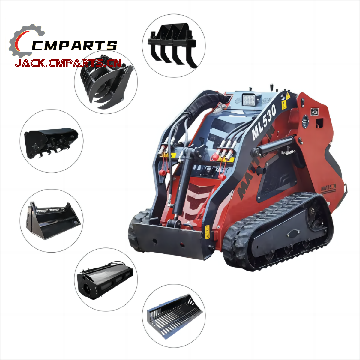 Hot Sale 30hp Mini Skid Steer Loader ML530 With Different Attachments ...